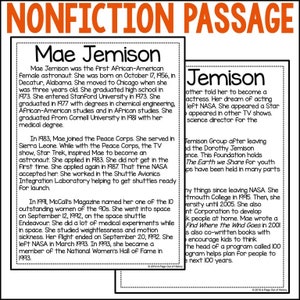 Mae Jemison Reading & Writing Biography Pack | Informational Text ...