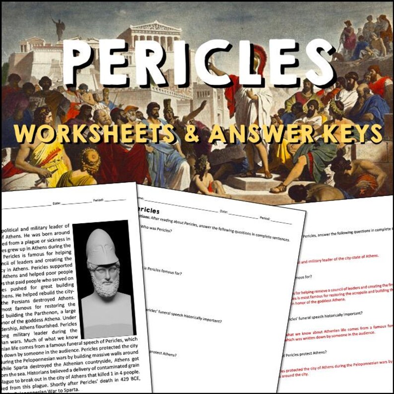Pericles Ancient Greece Reading Worksheets and Answer Keys - Etsy