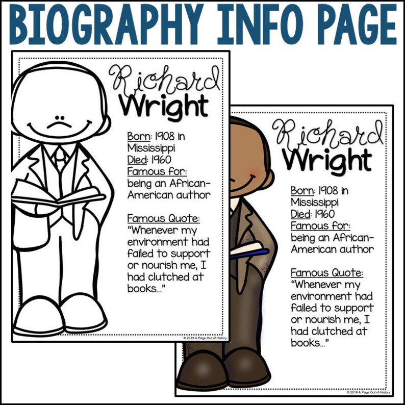 Richard Wright Biography Unit Pack | 3-5 | Homeschool | Social Studies ...
