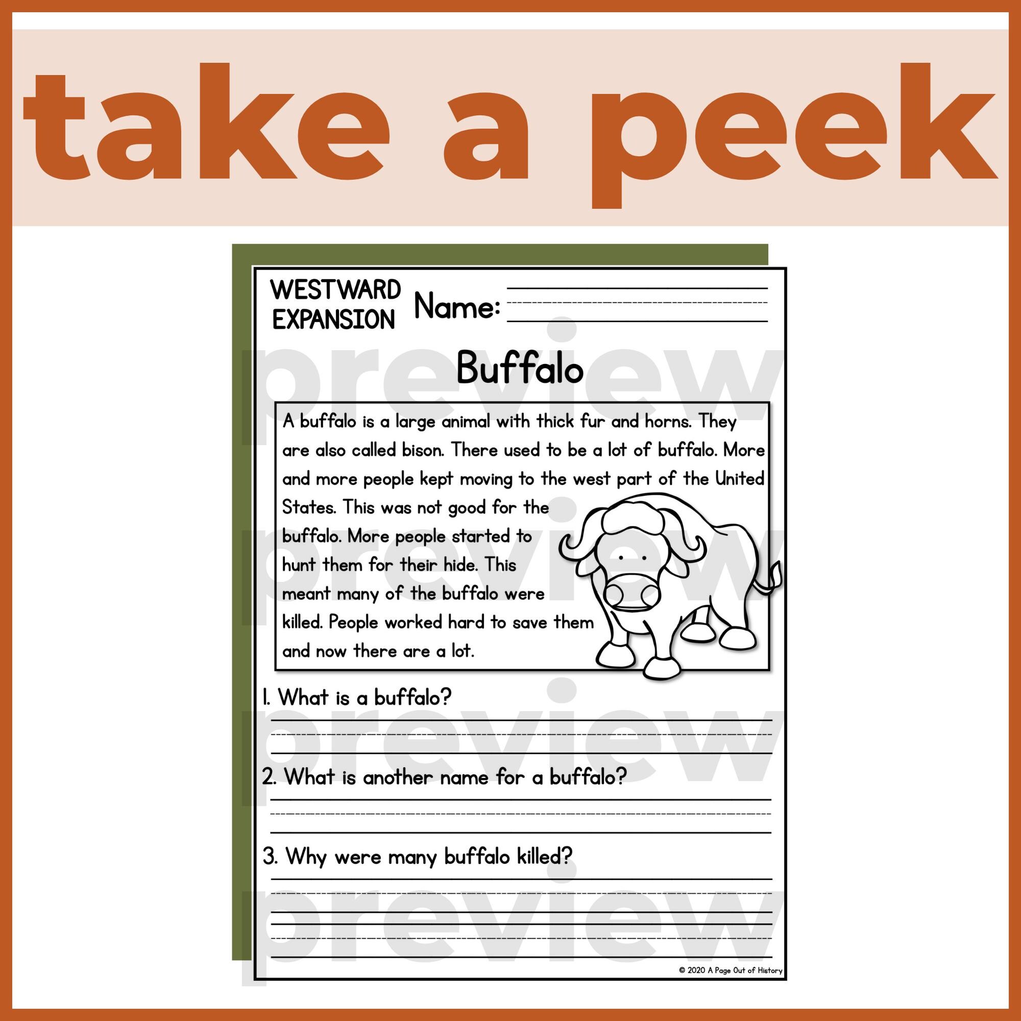 K-2 Reading Comprehension First Second Grade, Westward Expansion ...