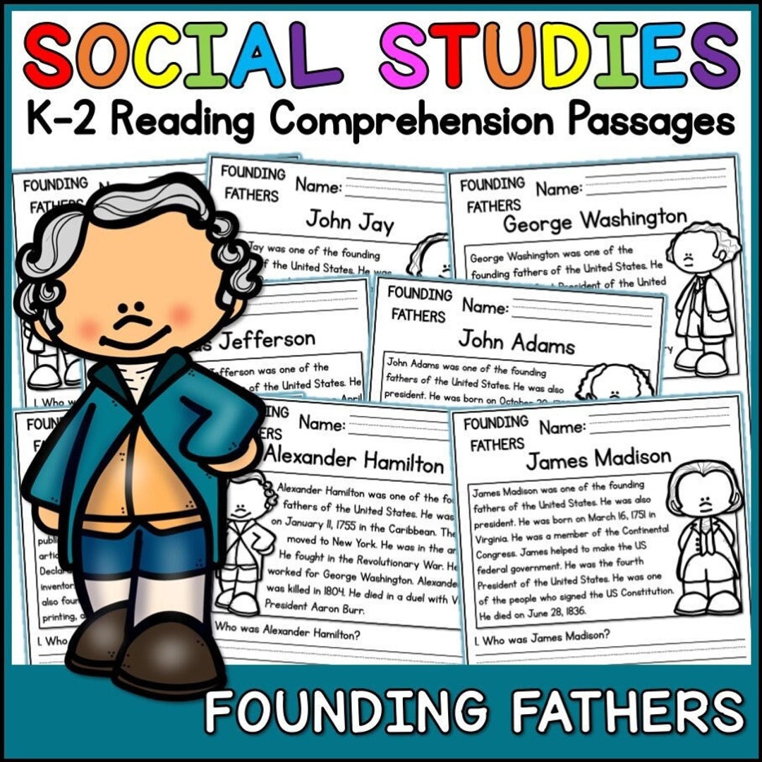 Founding Fathers Reading Comprehension Passages K-2 Homeschool Social ...