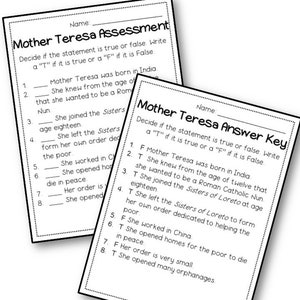 Mother Teresa Biography Unit Pack | 3-5 | Homeschool | Social Studies ...