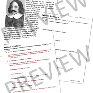 William Bradford Reading Worksheets and Answer Keys | 6-12 | Homeschool ...