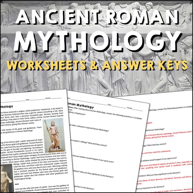 Ancient Roman Mythology Reading Passages, Questions With Answer Keys ...