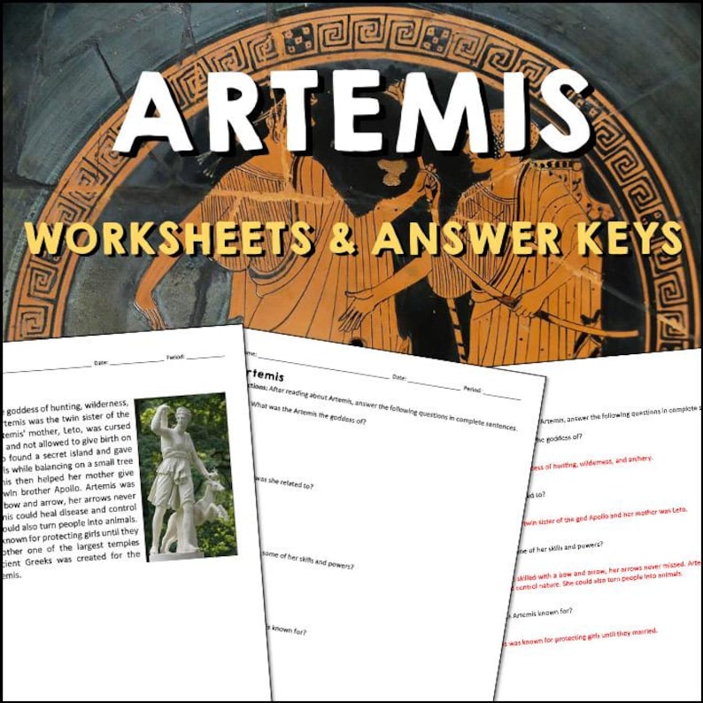 Artemis Greek Mythology Reading Worksheets and Answer Keys - Etsy