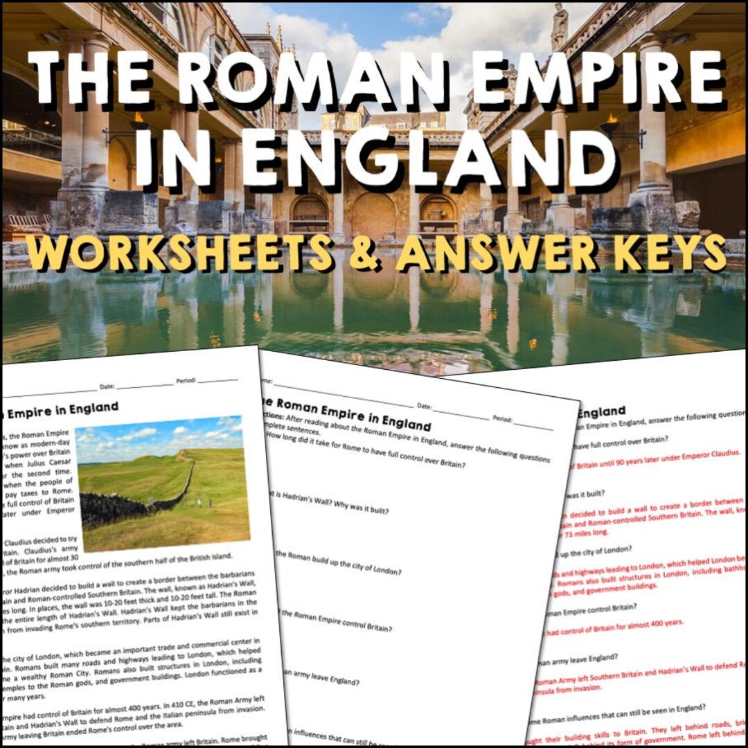 The Roman Empire in England Reading Worksheets and Answer Keys - Etsy