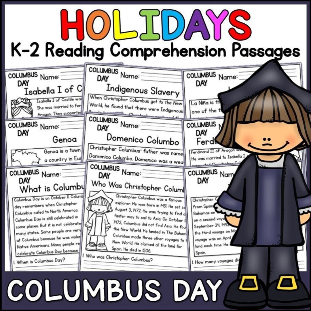 Columbus Day Activity Reading Comprehension Passages, Printable Social ...