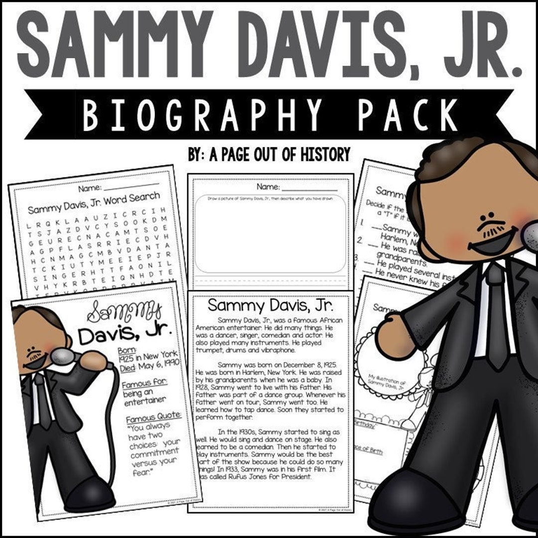 Printable Sammy Davis Jr Biography Unit | No Prep Reading Comprehension ...