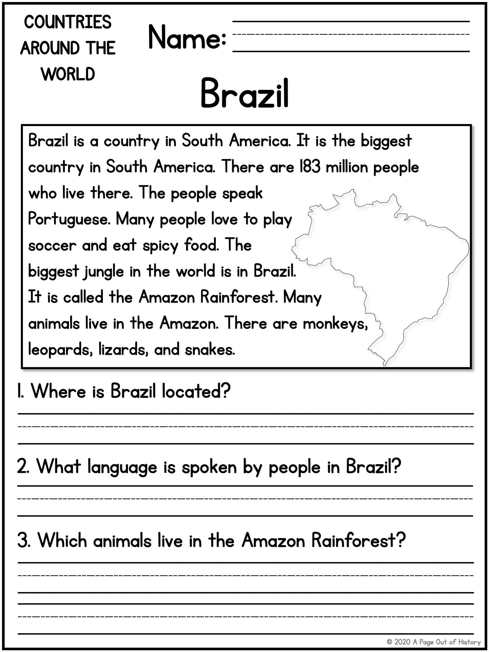 K-2 Social Studies Reading Comprehension Passages Bundle Homeschool ...