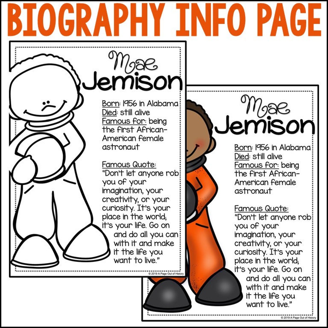 Mae Jemison Reading & Writing Biography Pack | Informational Text ...