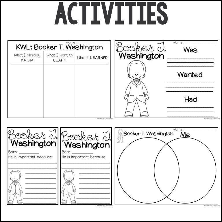 Booker T Washington Biography Unit Pack | 3-5 | Homeschool | Social ...