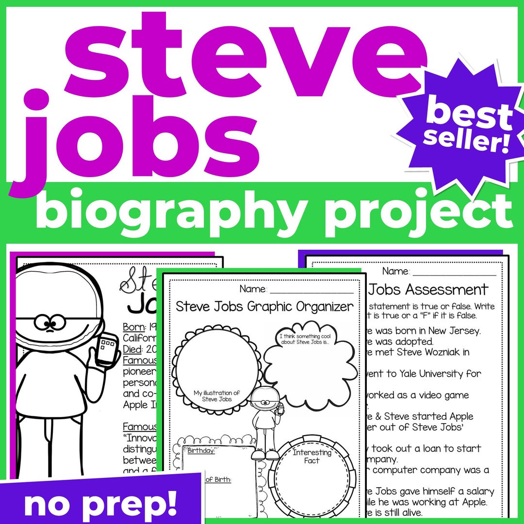 Biography Activities for Kids | Steve Jobs No Prep Reading Passage ...