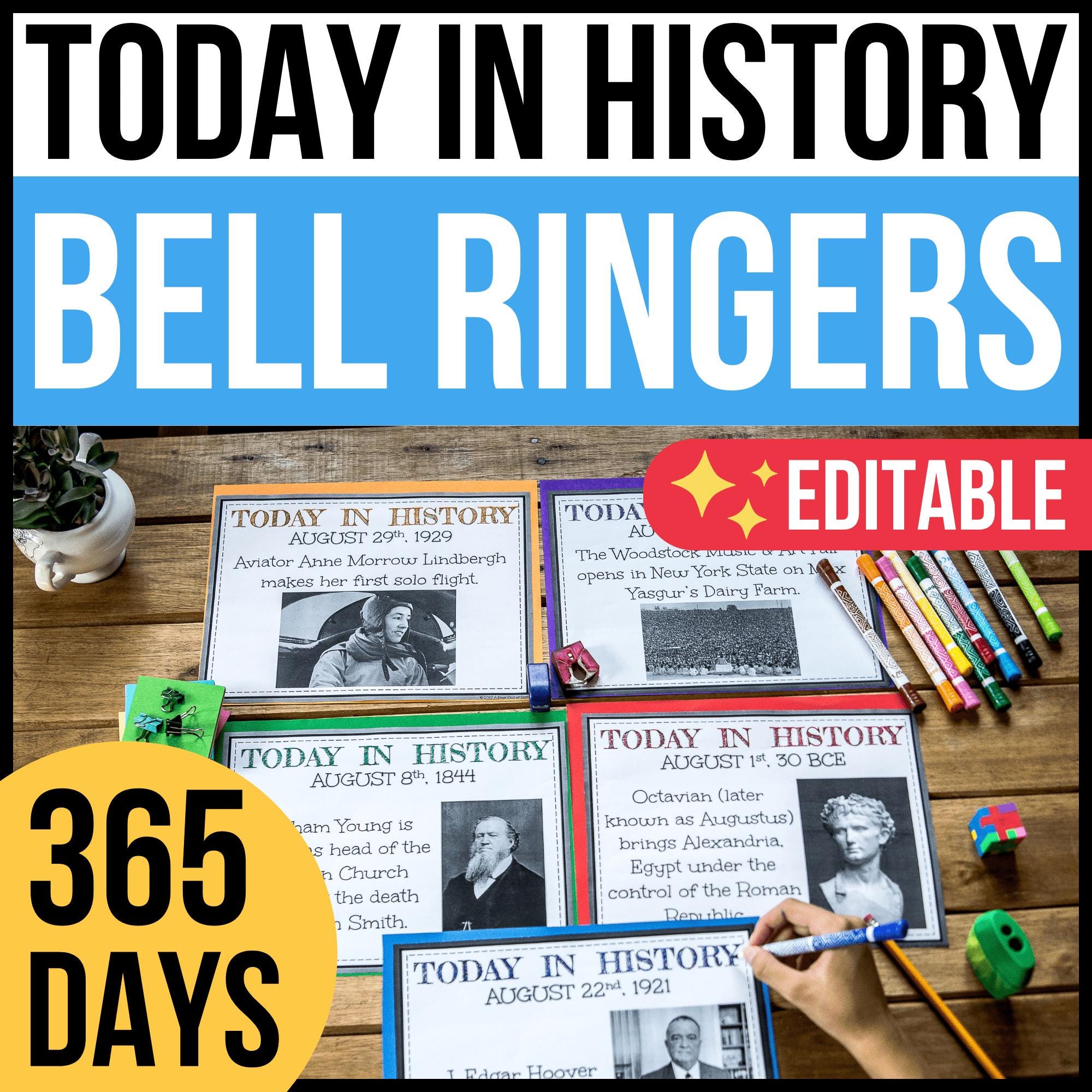 Today in History Bell Ringers, Daily History Warm up for Middle and ...