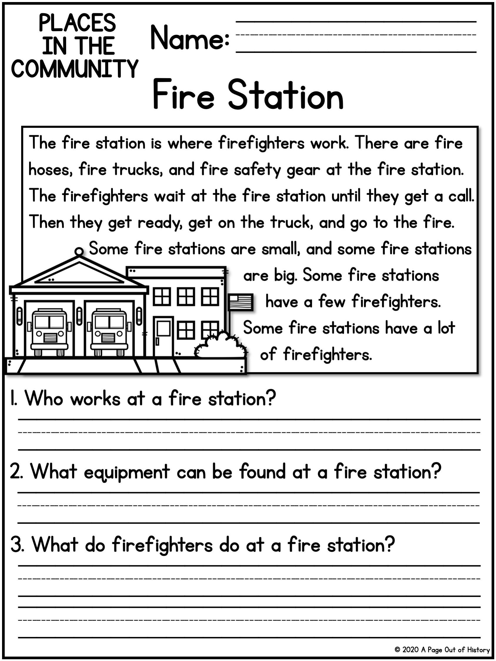 Places in the Community Reading Comprehension Passages K-2 | Etsy