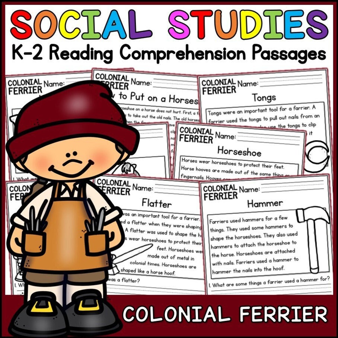 1st 2nd Grade Reading Comprehension | Colonial Farrier Passages ...