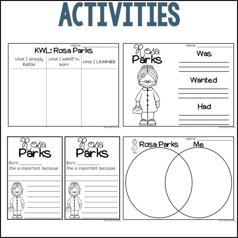 Paquete de unidades de biografía de Rosa Parks / 3-5 / Educación en el ...