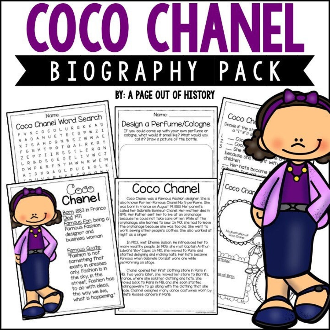 Coco Chanel Biography Activities for 3rd 4th 5th Grade | No Prep ...