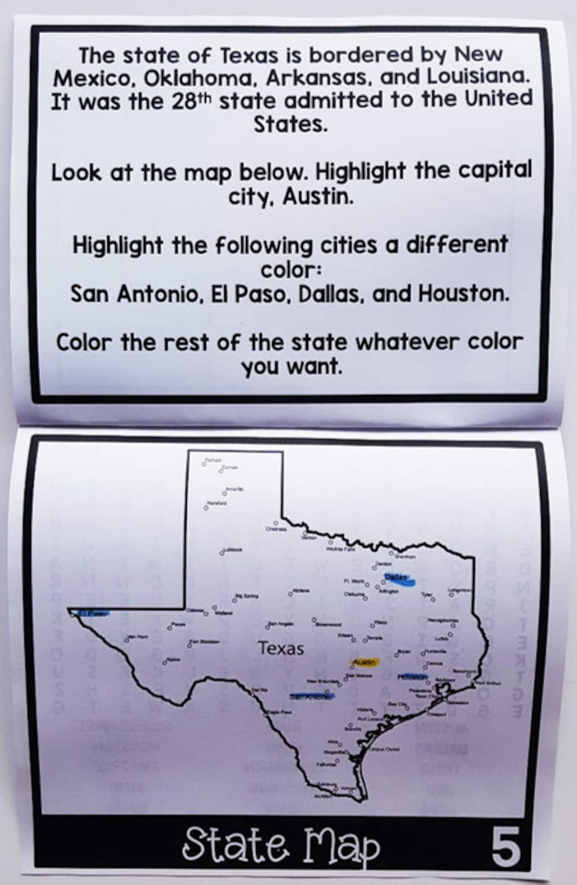 Texas State Flip Book | 3-5 | Homeschool | Social Studies Printable ...