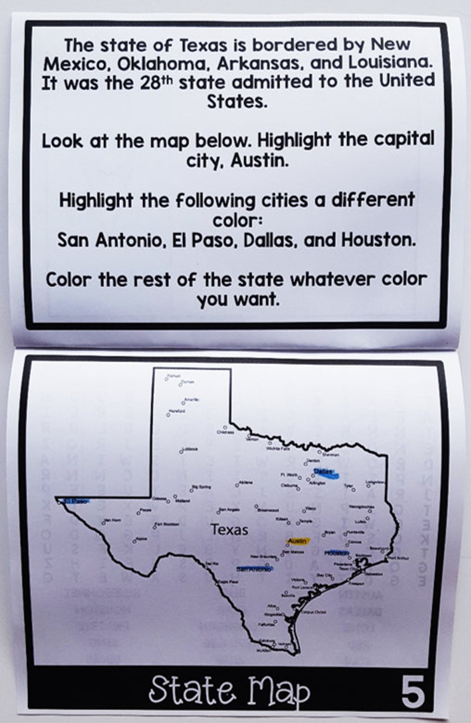 Texas State Flip Book | 3-5 | Homeschool | Social Studies Printable ...