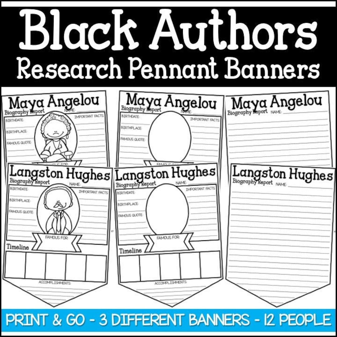 African American Authors Research Pennant Banner Project | 3-5 ...