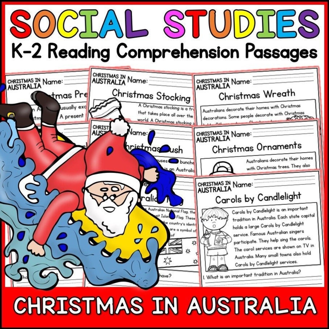 1st 2nd Grade Reading Comprehension | Christmas in Australia Passages ...