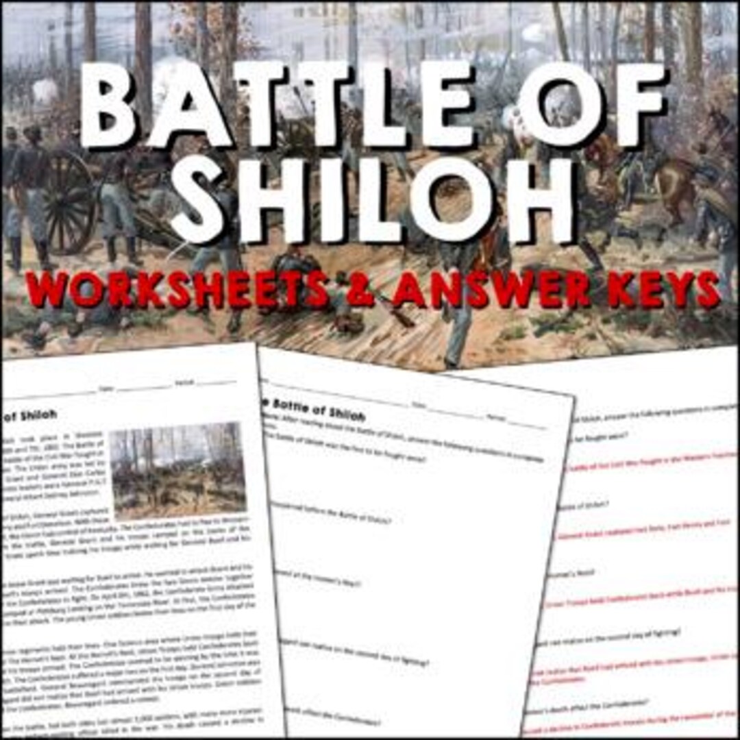 Battle of Shiloh Civil War Reading Worksheets & Answer Keys, Homeschool ...