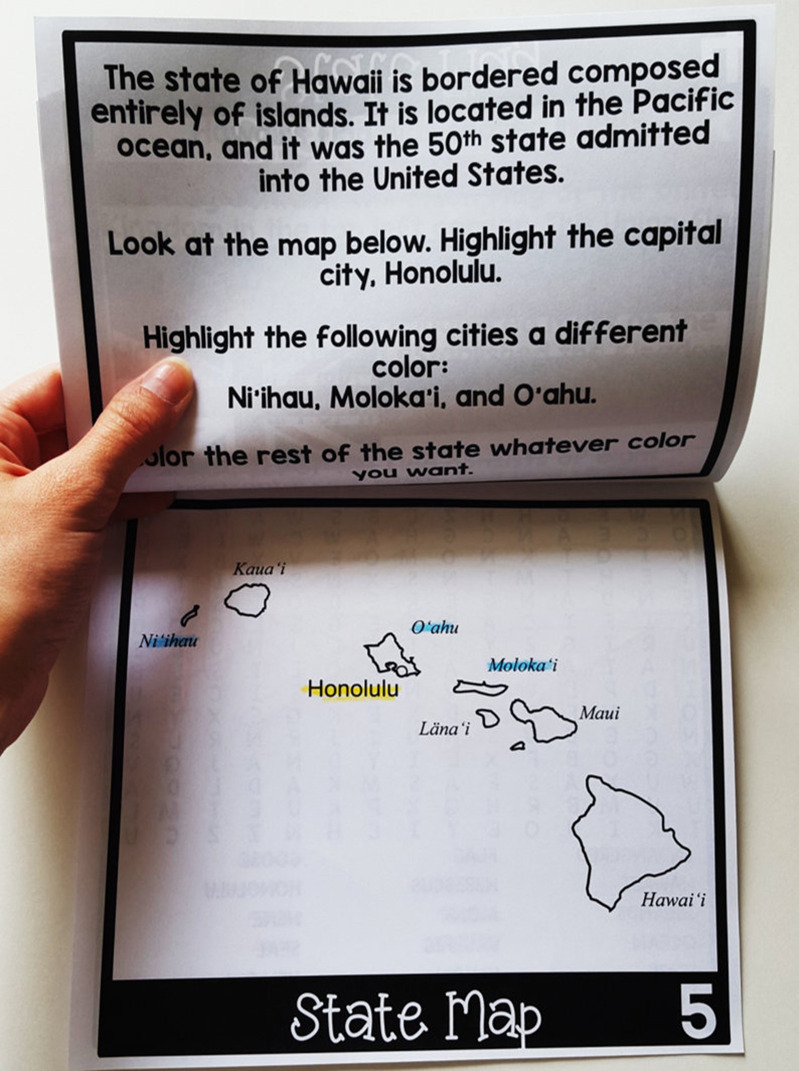 Hawaii State Fact Sheet Flipbook: Zustand Symbole, Karte, Flagge ...