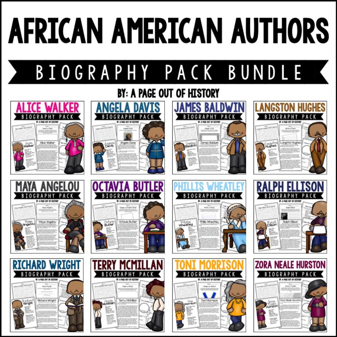 African American Authors Biography Pack Bundle for Social Studies ...
