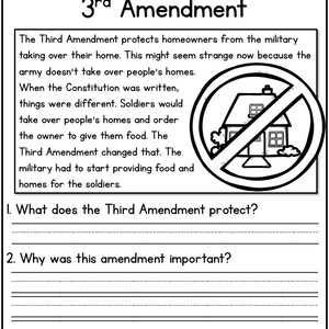 Bill of Rights Reading Comprehension Passages K-2 Homeschool | Etsy