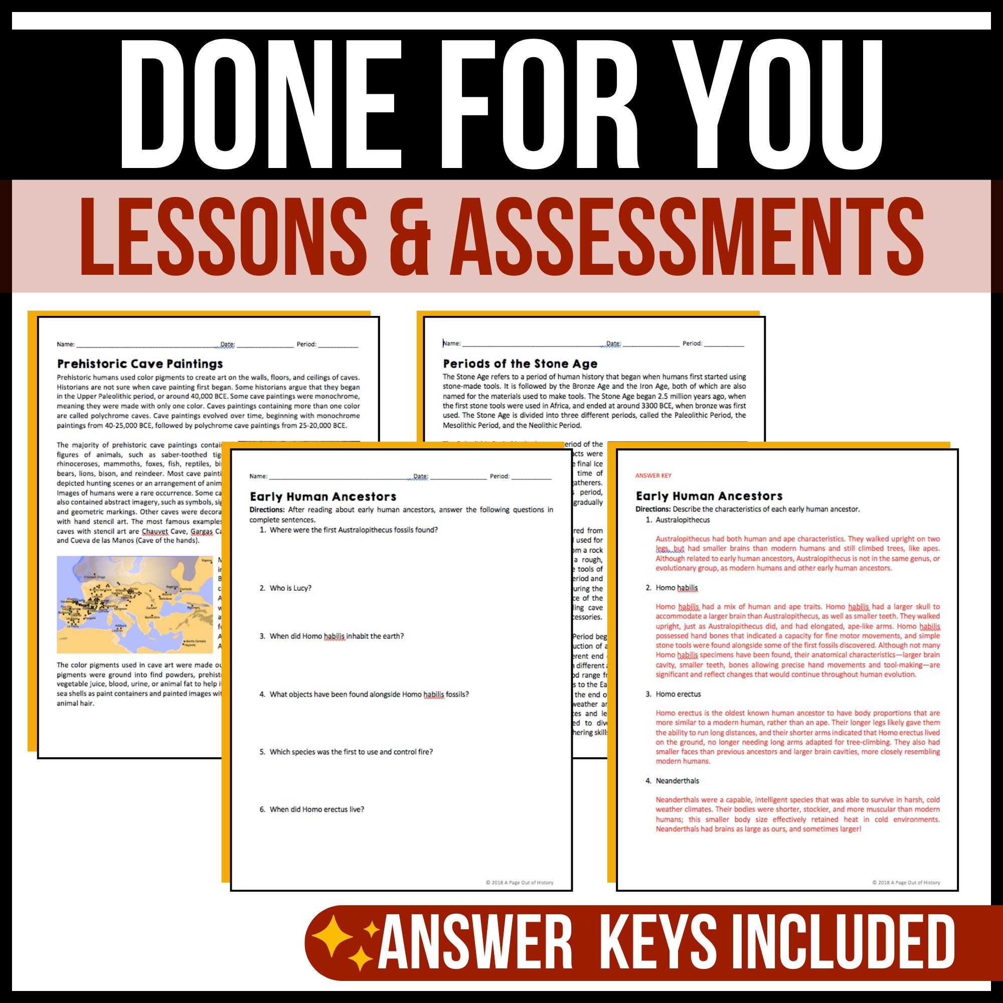 Early Humans Stone Age Unit: Complete Prehistory Lesson Plan Curriculum ...