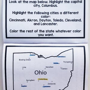 Ohio 3rd-5th Grade State Lesson | Symbols, Map, Flag, Reading, Writing ...