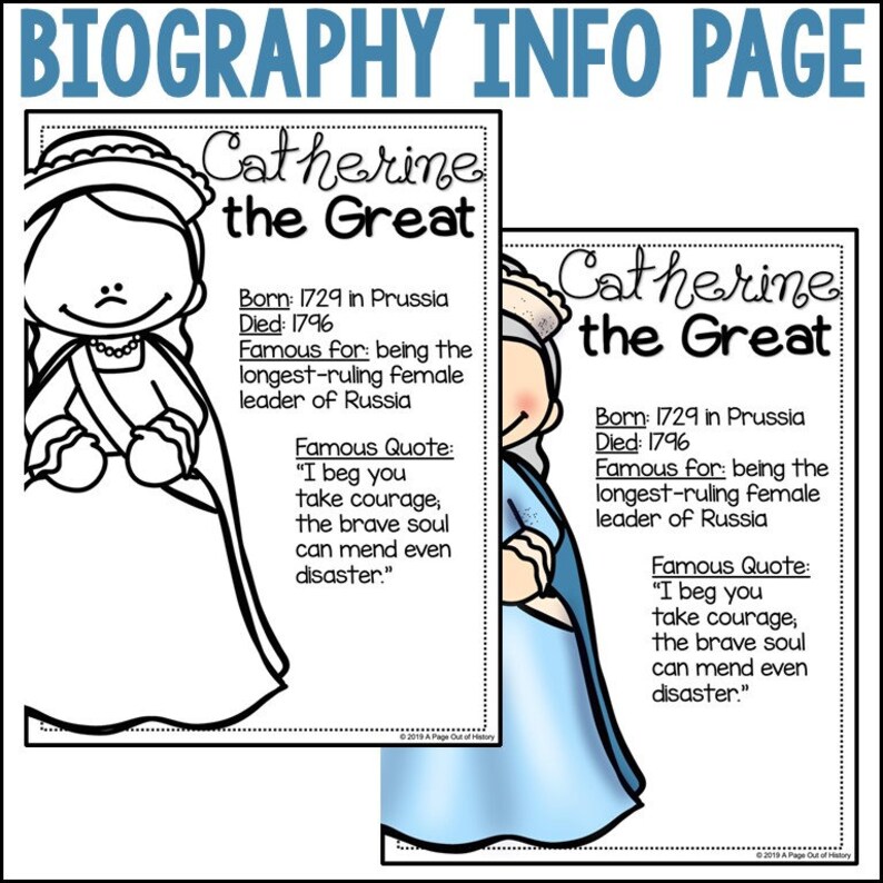 Catherine the Great Biography Unit Pack 3-5 Homeschool Social Studies ...