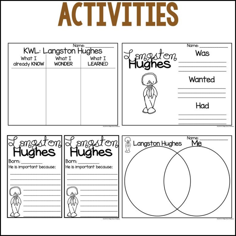 Langston Hughes Biography Unit Pack | 3-5 | Homeschool | Social Studies ...