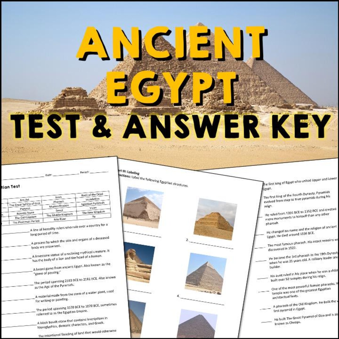 Ancient Egypt Test and Answer Key - Etsy