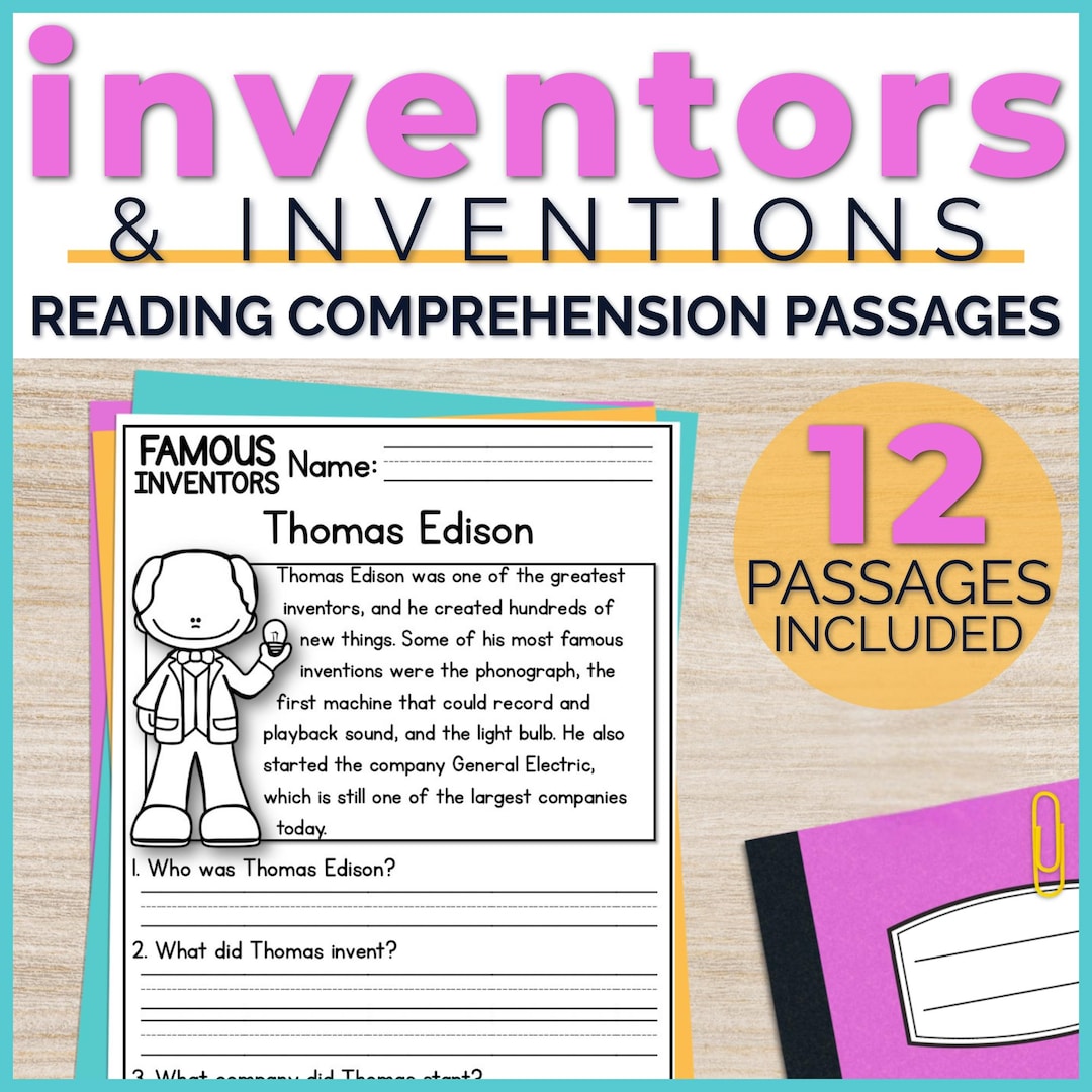 Famous Inventors Inventions Reading Comprehension Passages & Questions ...