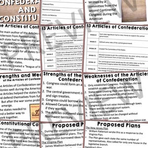 Articles of Confederation and US Constitution Powerpoint, Reading ...