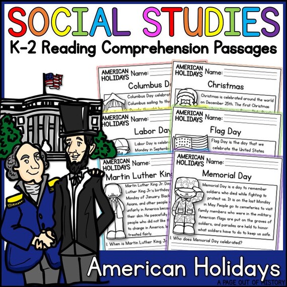 American Holidays Reading Comprehension Passages K-2 | Etsy