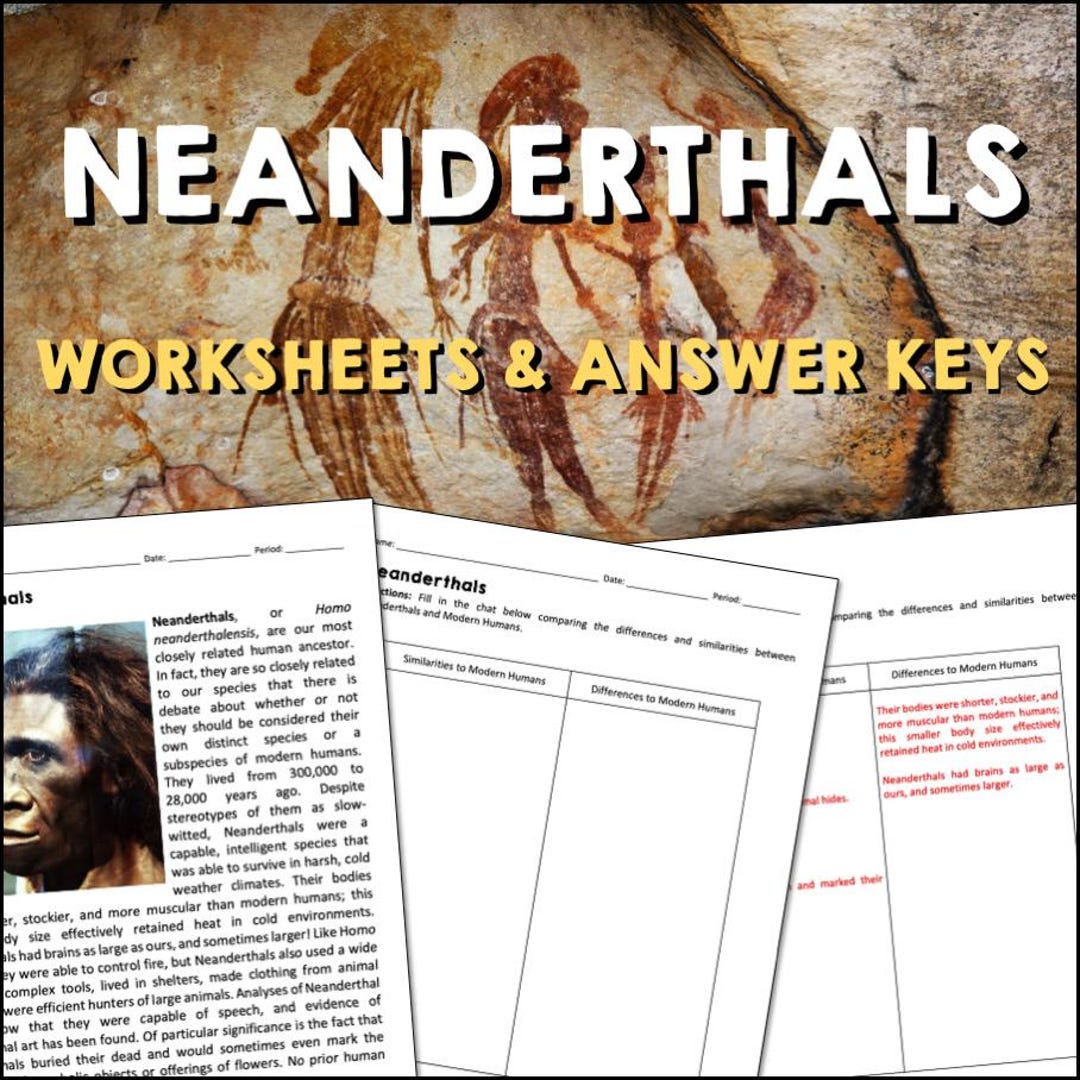 Neanderthals Early Humans Reading Practice, Prehistoric Questions With ...