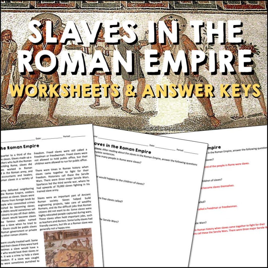 Slaves in the Roman Empire Reading Worksheets and Answer Keys - Etsy