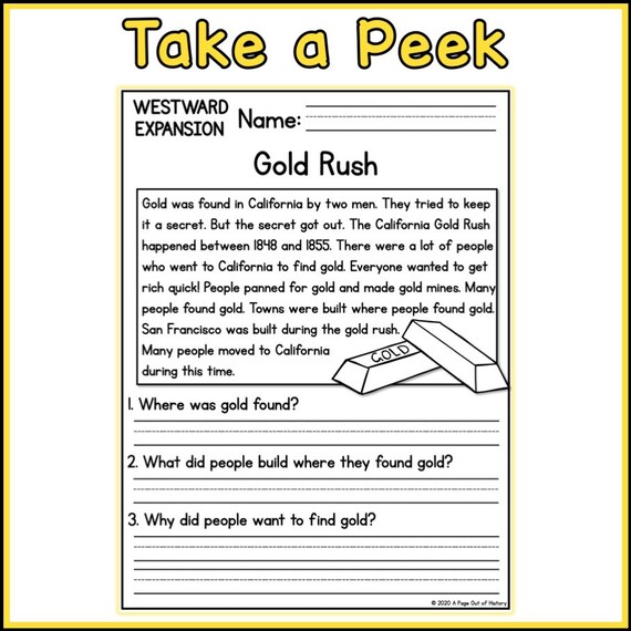 Westward Expansion Reading Comprehension Worksheets Westward Expansion