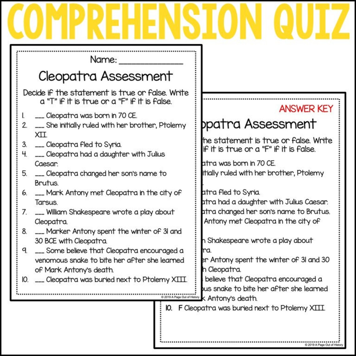 Cleopatra Biography Unit Pack 3-5 Homeschool Social Studies Printable ...