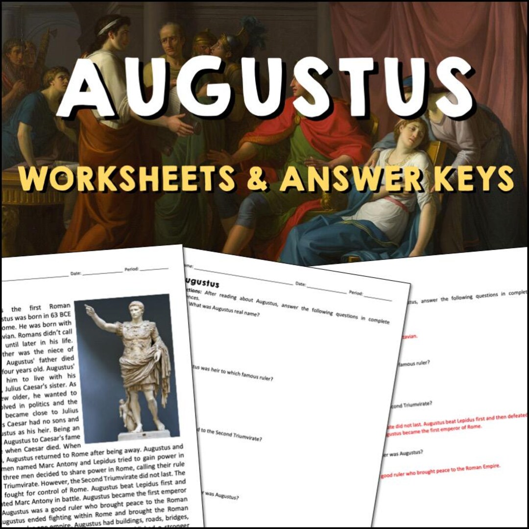 Augustus Ancient Rome Reading Worksheets and Answer Keys - Etsy