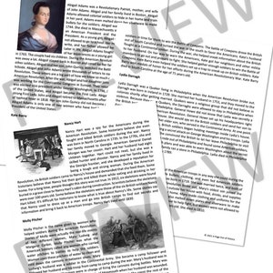 Famous Women During the American Revolution Reading Worksheets and ...