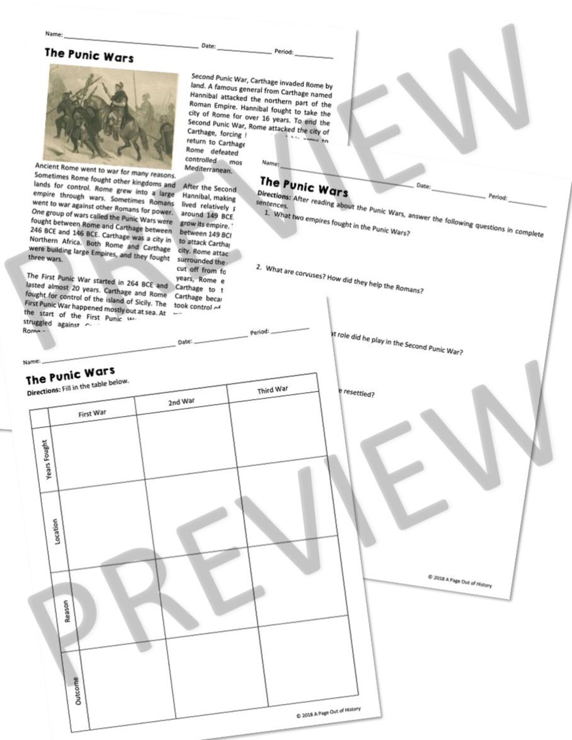 Early Ancient Rome Reading Worksheet and Answer Keys, Roman History ...