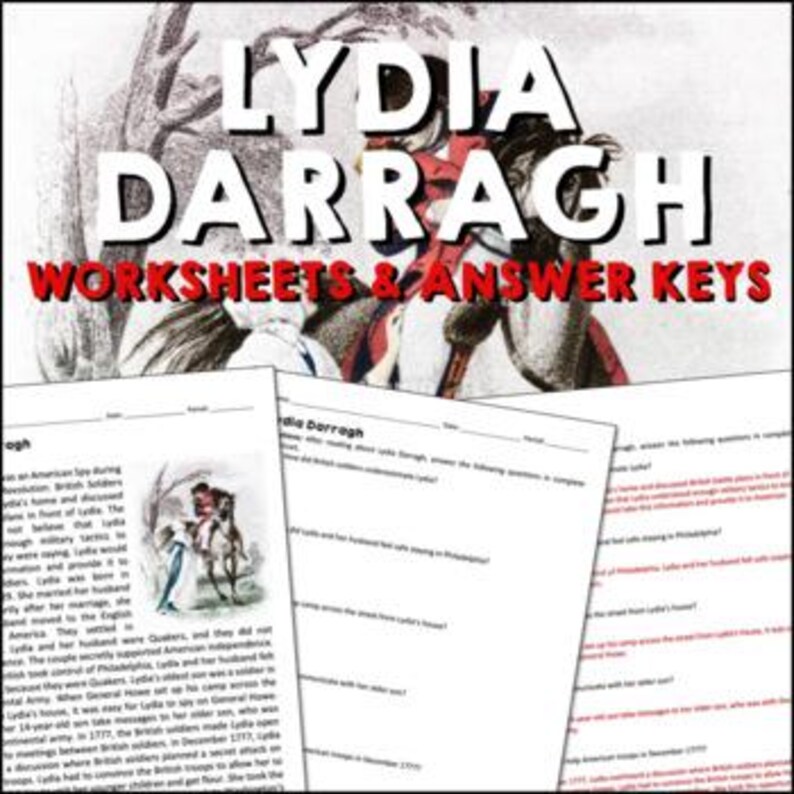 Lydia Darragh American Revolution Reading Worksheets and Answer Keys ...