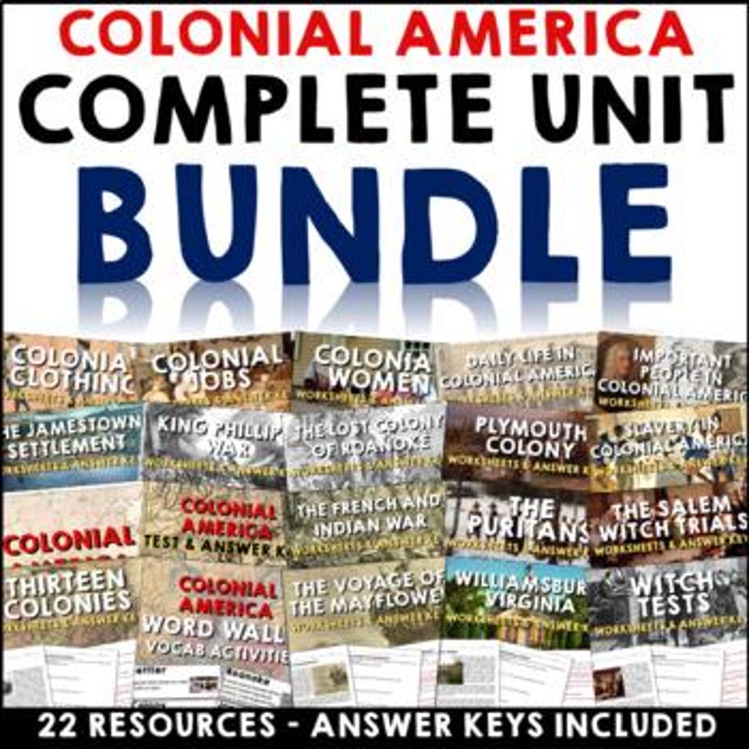 Colonial America Complete Worksheets Bundle, US History Revolution ...
