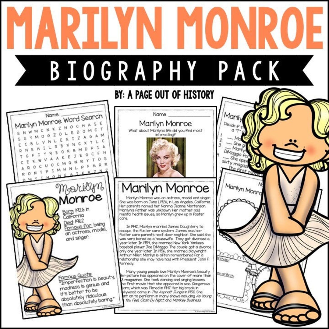 Marilyn Monroe Biography Unit Pack 3-5 Homeschool Social Studies ...