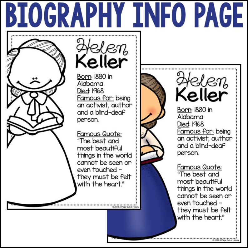 Helen Keller Biography Unit Pack | 3-5 | Homeschool | Social Studies ...
