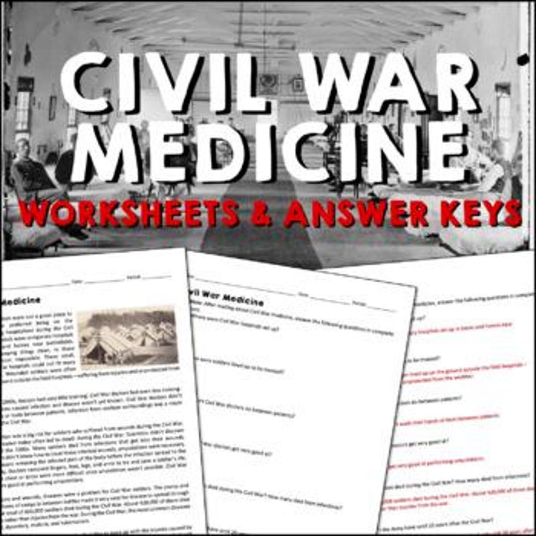 Civil War Medicine Reading Worksheets and Answer Keys - Etsy