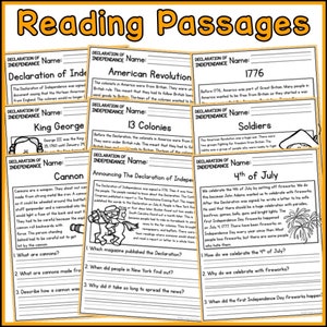 Declaration of Independence Reading Comprehension Passages | K-2 ...